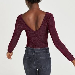 Zara | Tops | Zara Metallicglitter Bodysuit | Poshmark